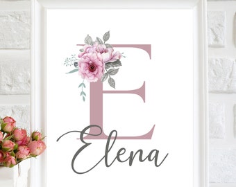 Floral Name Print - Etsy