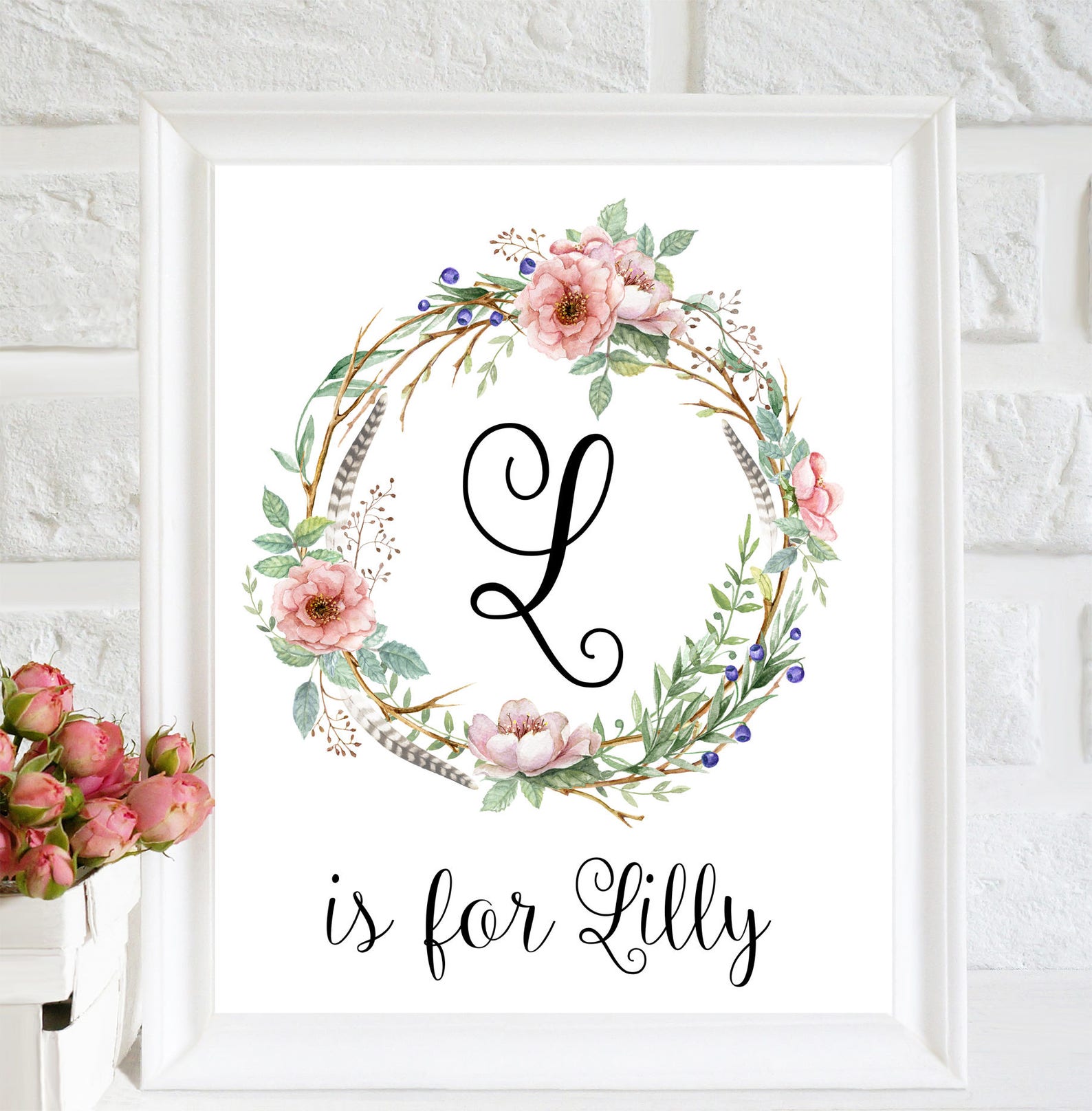 L Letter Art Custom Name Signs for Nursery Lilly Name Print - Etsy UK