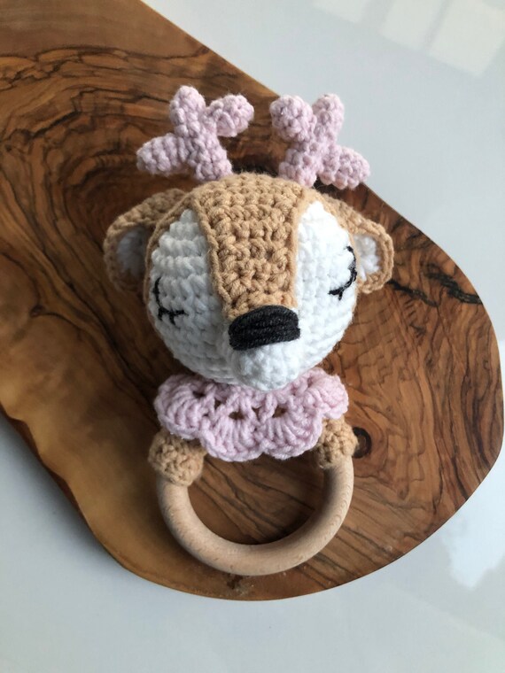 Deer Rattle for Girl Teether Baby Toy - Etsy
