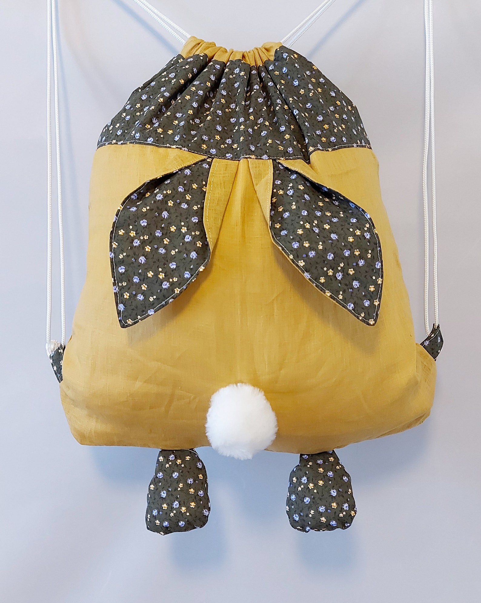 Linen Backpack With Ears, Backpack Bunny Ears Orange - Etsy