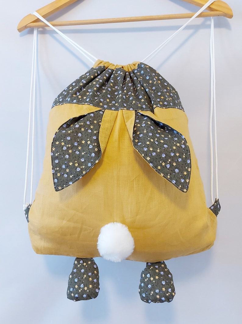 Linen Backpack With Ears, Backpack Bunny Ears Orange - Etsy