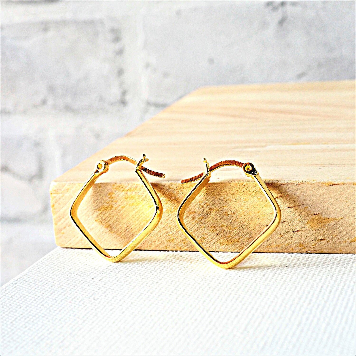Gold Square Earrings Gold Square Hoop Earrings Small Square - Etsy