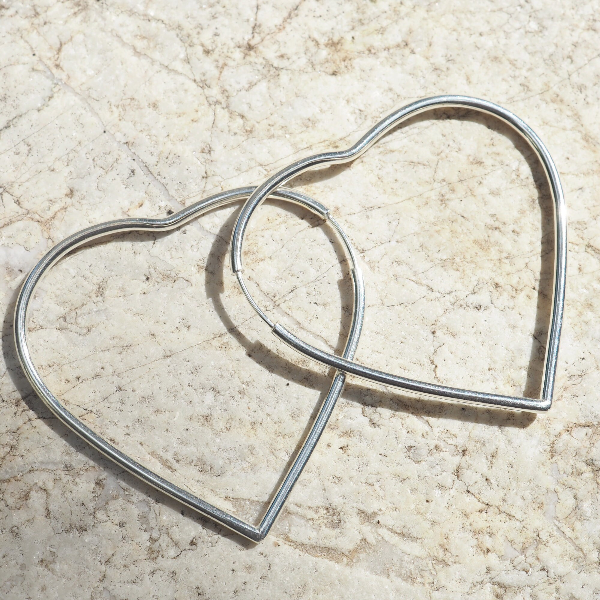 Heart Shaped Hoop Earrings Sterling Silver Heart Hoop - Etsy UK