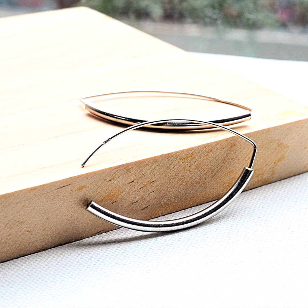 Sterling Silver Threader Earrings: Modern Art Deco Hoops - Etsy