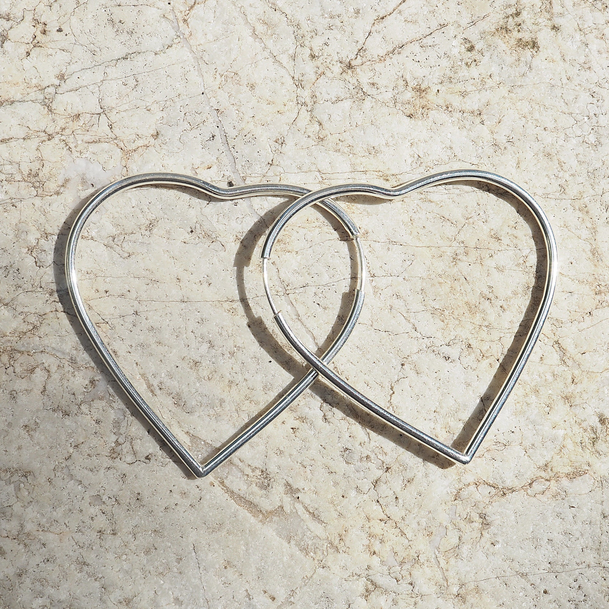Heart Shaped Hoop Earrings Sterling Silver Heart Hoop - Etsy UK