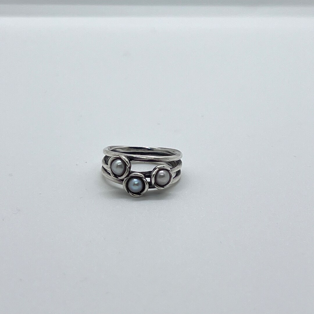 Pandora Retired Pearl Flower Ring Size 58 - Etsy