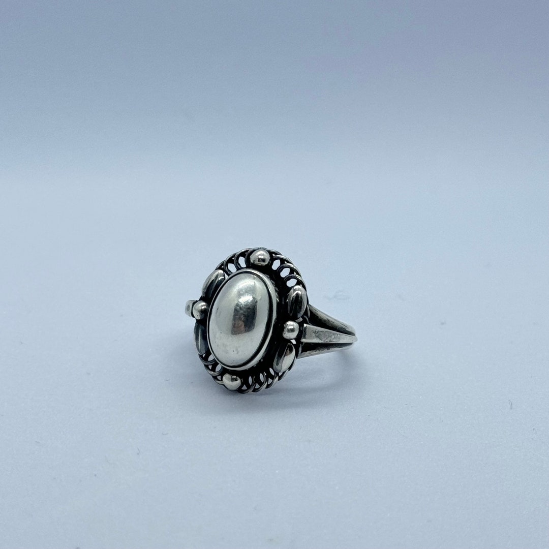 Georg Jensen Sterling Silver A1 Ring With Silver Cabashon - Etsy