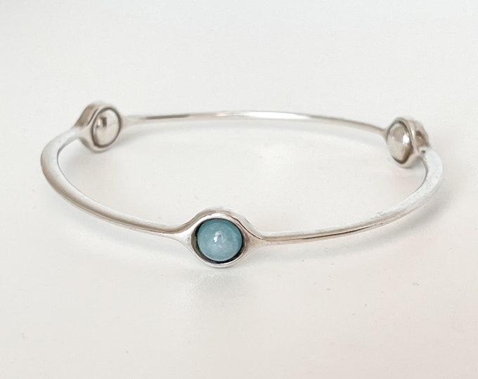 Georg Jensen Sterling Silver Sphere Bangle/bracelet 473 With Aquamarine ...