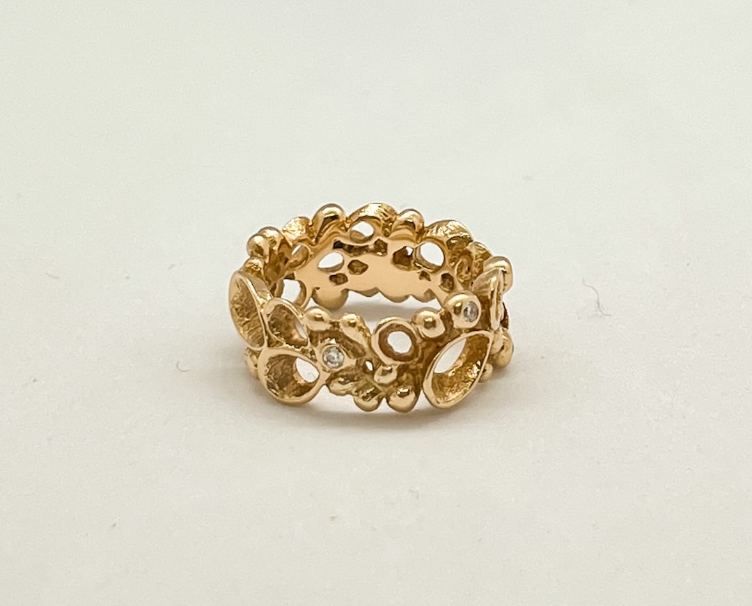 Per Borup Yellow Gold 585 VIOLINA Ring With Diamonds - Etsy