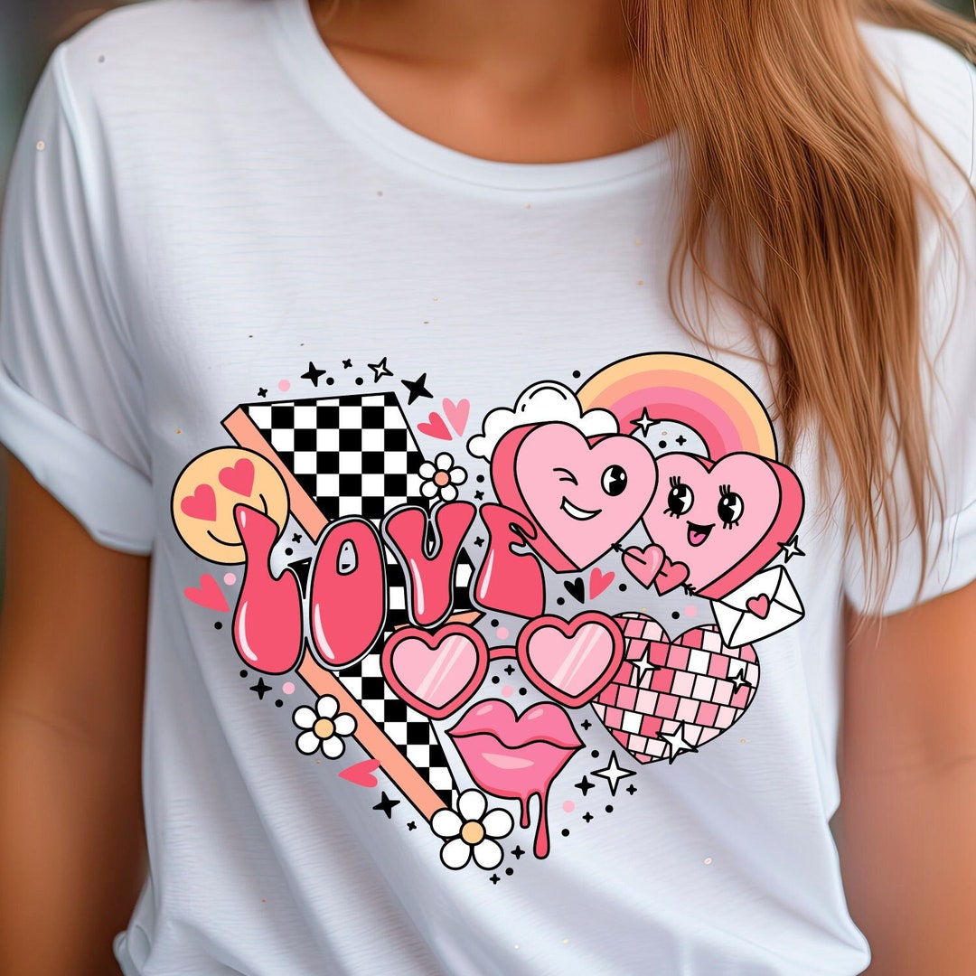 Heart Love Svg, Valentines Day Svg, Png, Eps. Retro Heart Design for ...