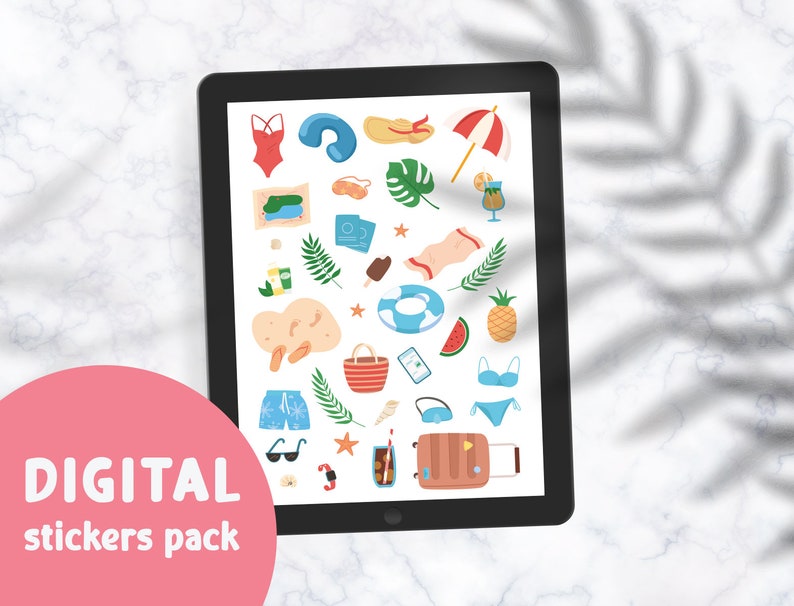 Cute Summer Vacation Stickers Set. Stickers for Print and Planner ...