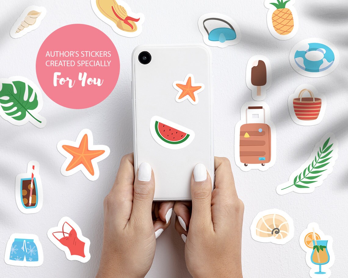 Cute Summer Vacation Stickers Set. Stickers for Print and Planner ...