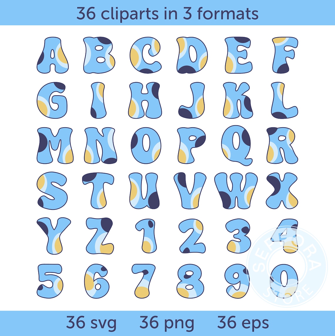 Bluey Alphabet and Numbers Bluey Svg, PNG, Eps Number Bluey SVG Instant ...