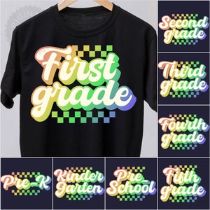 First Grade Png, Rainbow School Grade Png Bundle. Back to School Png ...