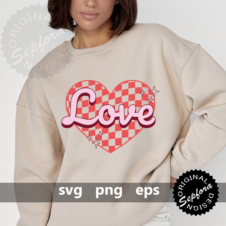 Retro Love Svg, Png, Eps. Heart Love Svg, Valentines Day Svg Print for ...