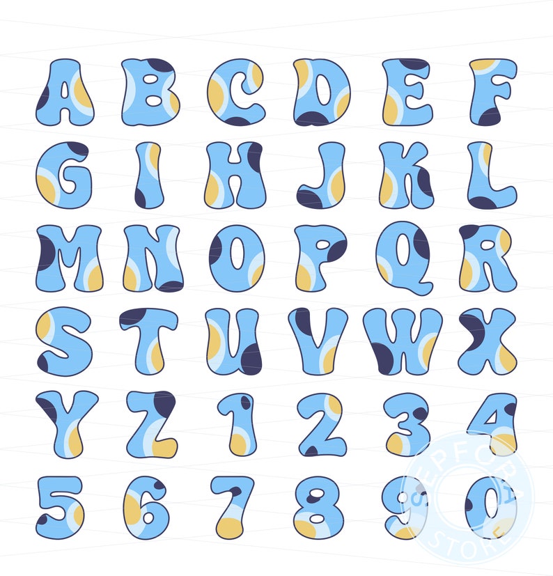 Bluey Alphabet and Numbers Bluey Svg, PNG, Eps Number Bluey SVG Instant ...