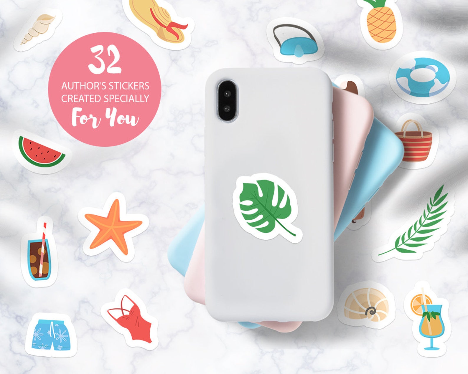 Cute Summer Vacation Stickers Set. Stickers for Print and Planner ...