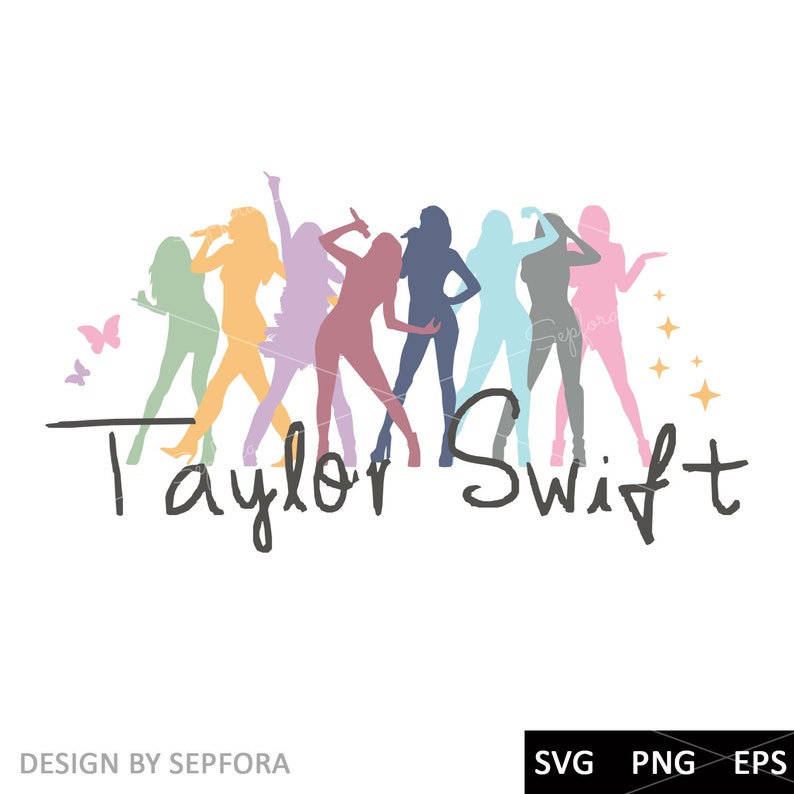 Taylor Swift Svg, PNG, EPS. Colorful Silhouettes of Taylor Swiftie Svg ...