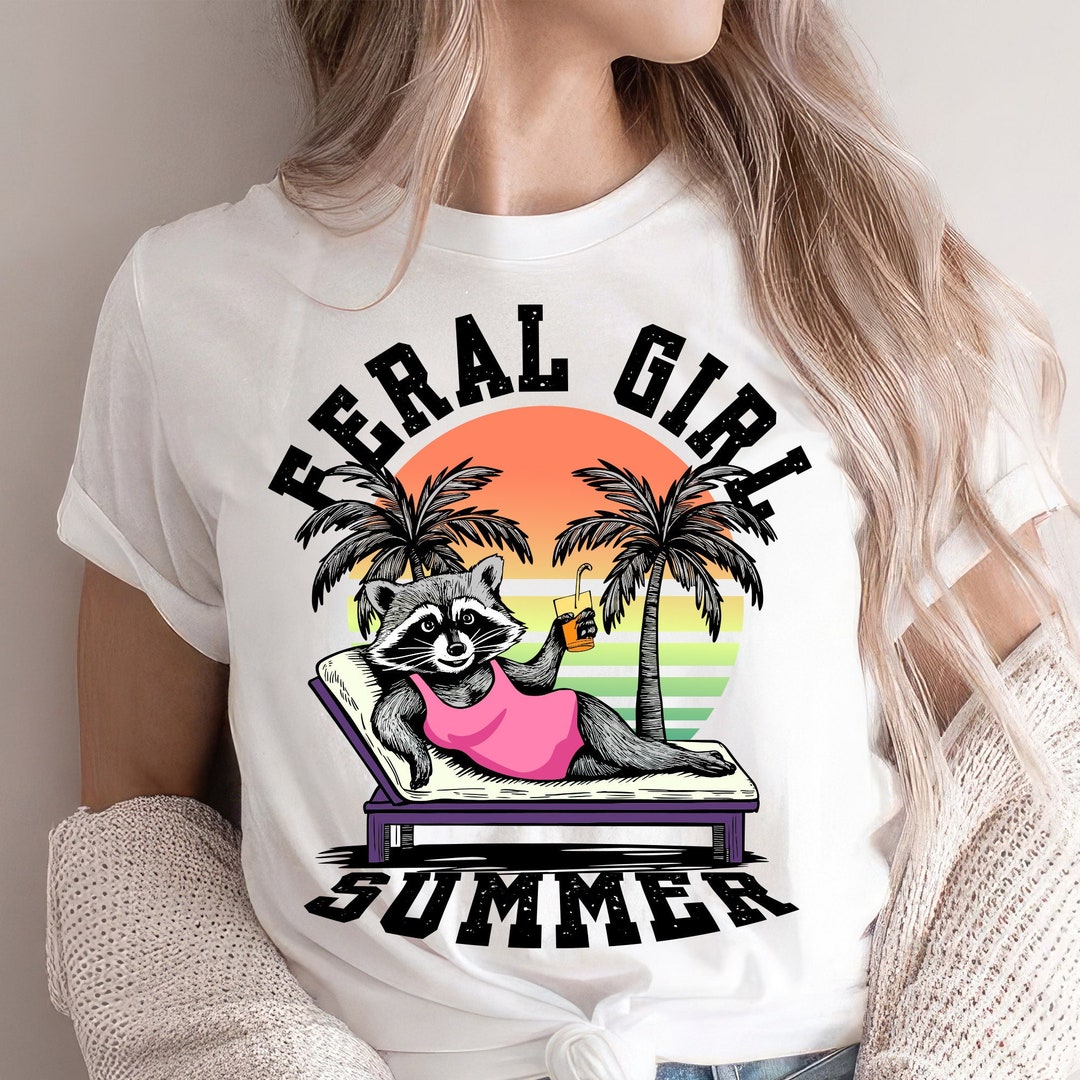 Feral Girl Summer Png. Feral Funny Raccoon in a Swimsuit Png. Summer ...