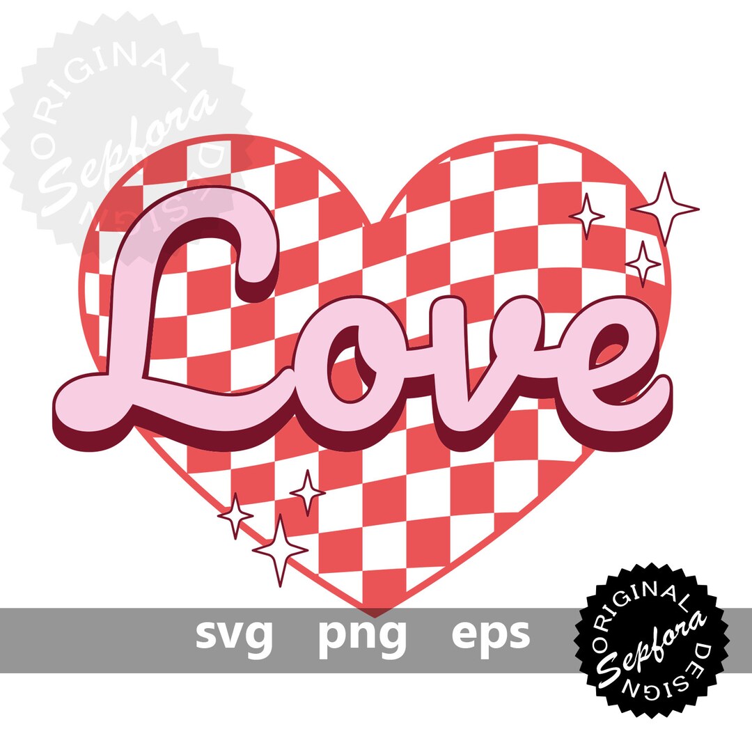 Retro Love Svg, Png, Eps. Heart Love Svg, Valentines Day Svg Print for ...