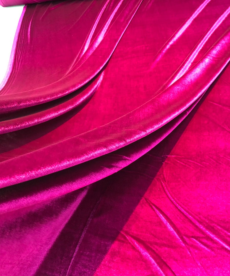 Stretch Velvet 60 Wide Beautiful Fusia Pink Color Fabric - Etsy