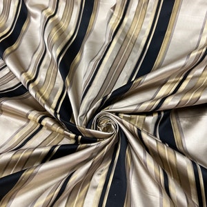 100% Silk Beautiful Light Gold Tan Shades With Black & Gold Satin ...