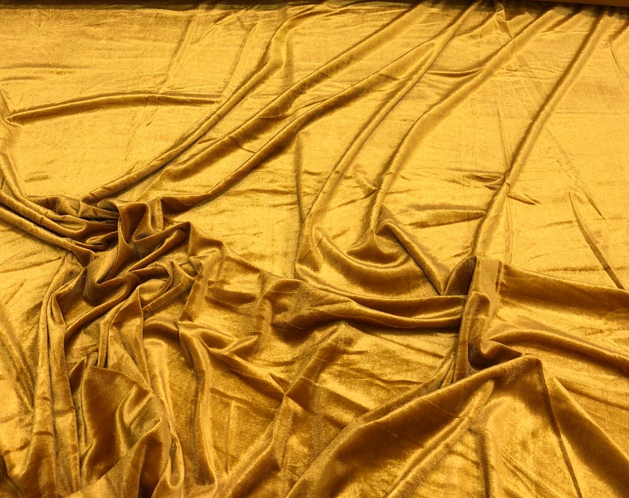 Stretch velvet 60 wide Beautiful mustard color Fabric sold by the yard