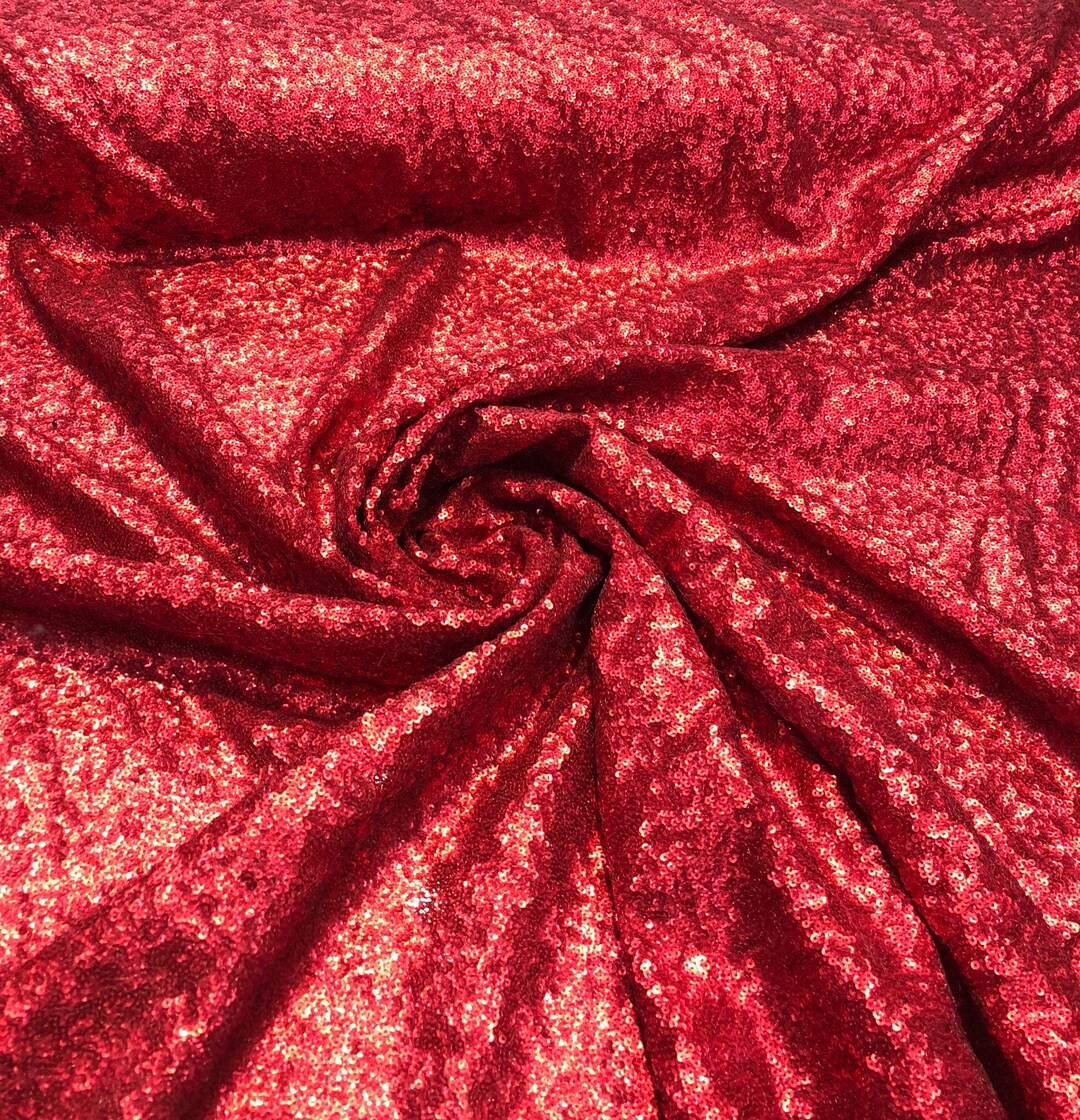 Solid Sequins on Mesh 52 Wide Top of the Line Sequins Beautiful Red ...