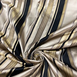 100% Silk Beautiful Light Gold Tan Shades With Black & Gold Satin ...