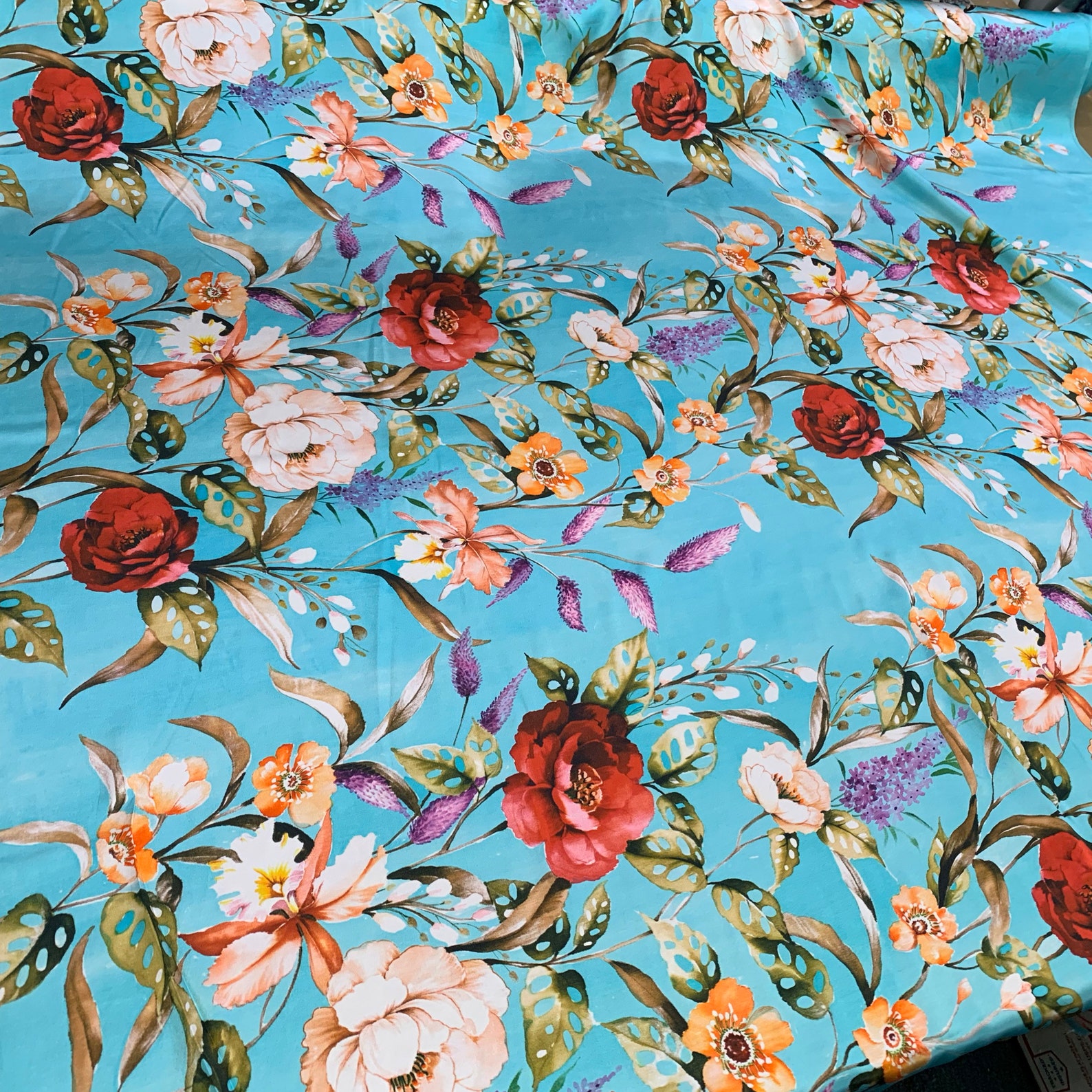 100% Silk Satin Charmouse Print 54 Wide. Beautiful Turguise - Etsy