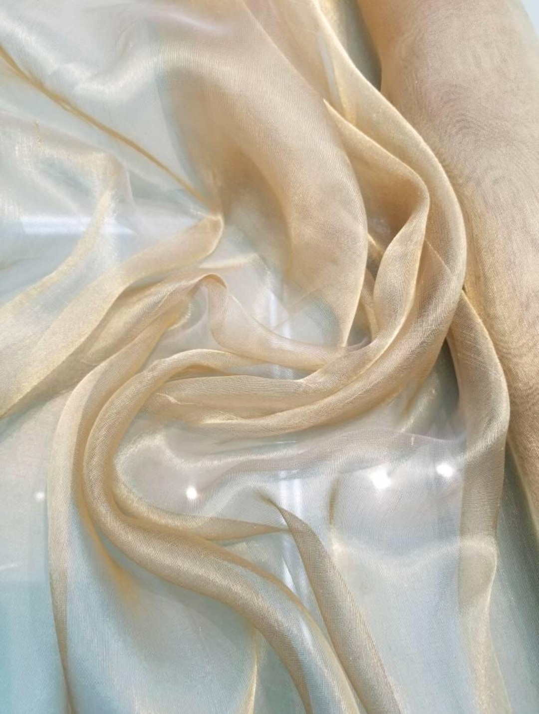 Metallic Tissue Organza Gold Color 100% Silk Organza 45" Wide Fabric ...