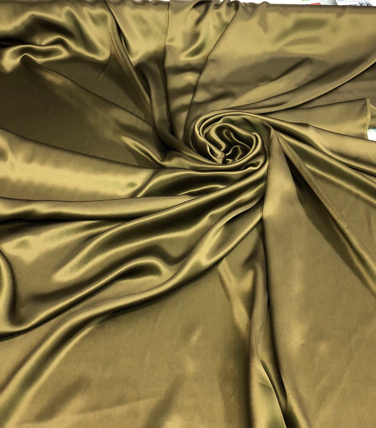 Silk Charmouse 54" Wide Beautiful Dark Olive Green Color Silk Satin ...