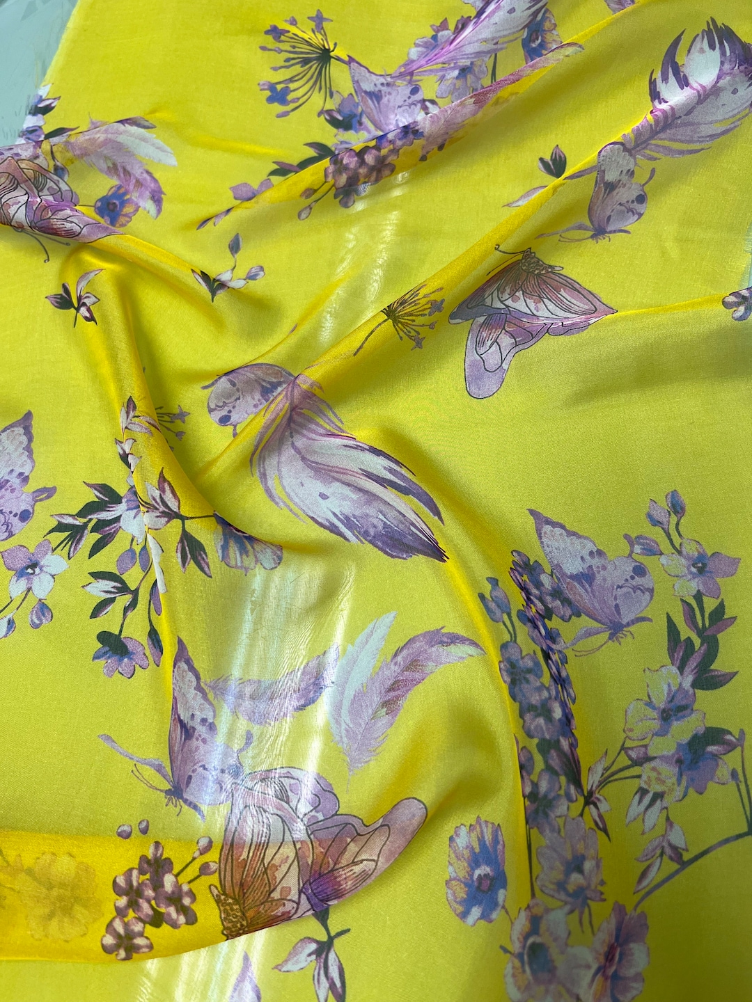 100% Silk Satin Face Chiffon Digital Print 54" Wide Beautiful Bright ...