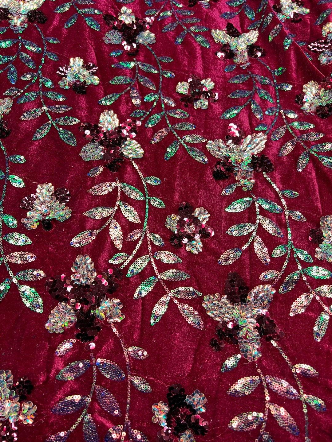 Velvet With Sequence Embroidered 45 Wide Beautiful Red Velvet With ...