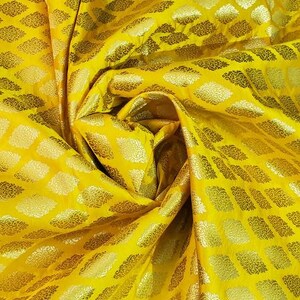 Yellow Gold Brocade 45" Wide. Beautiful Yellow Gold Jacquard Brocade ...