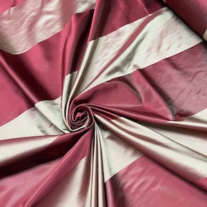 Silk Taffeta Plad 54" Wide Beautiful Wine and Gold 6” Wide Silk Satin Taffeta Stripe. Fabric ...