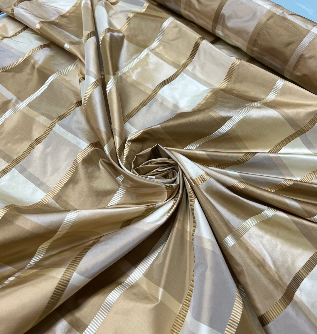 Silk Taffeta Satin Stripe 54 Wide Beautiful Ivory Champagne Gold Shades Satin Stripe Silk ...