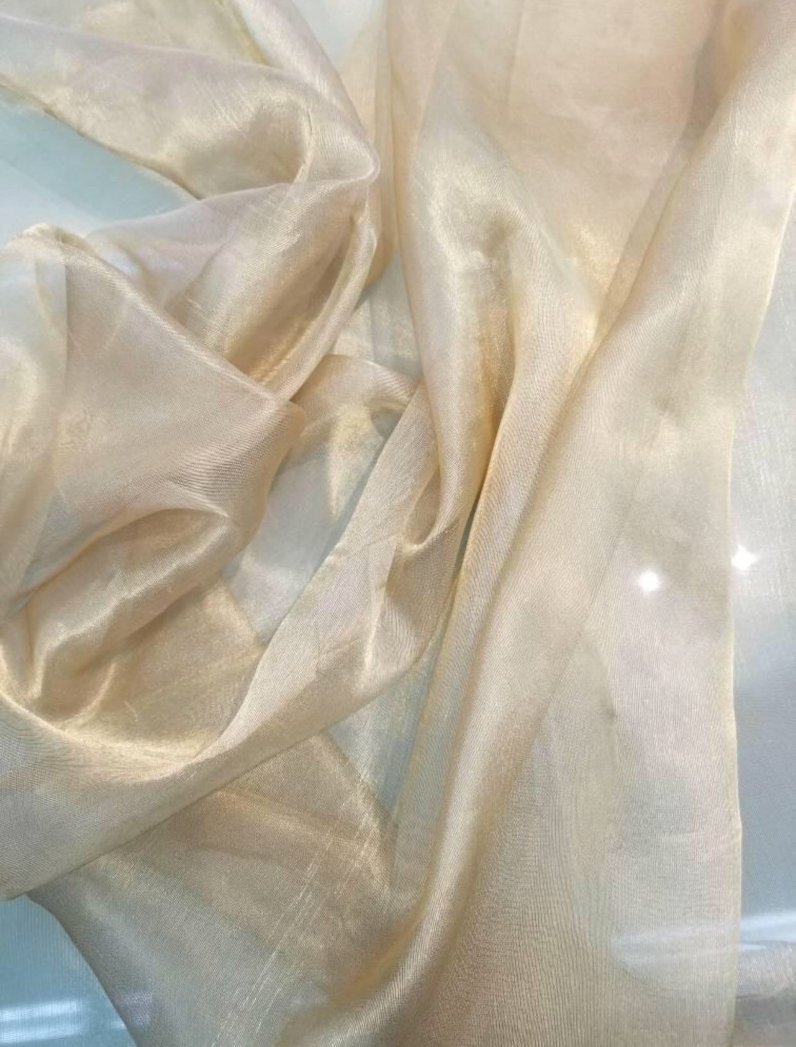 Metallic Tissue Organza Gold Color 100% Silk Organza 45" Wide Fabric ...