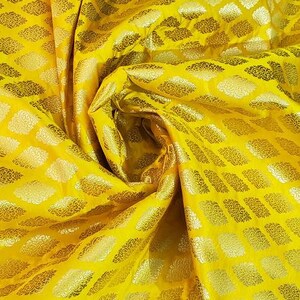Yellow Gold Brocade 45" Wide. Beautiful Yellow Gold Jacquard Brocade ...