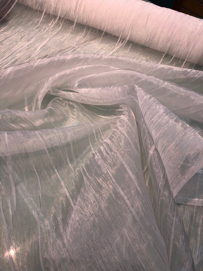 Crinkle Organza 45" Wide Beautiful White Color Fabric Sold by the Yard ...