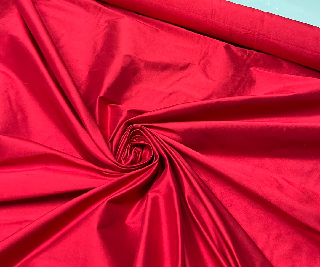 Silk Shantung 54" Wide Beautiful Bright Red Color Silk Shantung Fabric ...