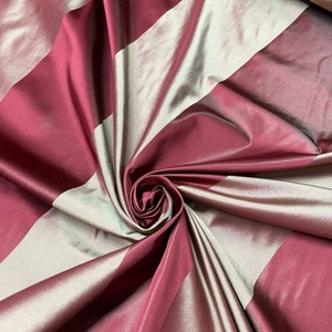 Silk Taffeta Plad 54" Wide Beautiful Wine and Gold 6” Wide Silk Satin Taffeta Stripe. Fabric ...