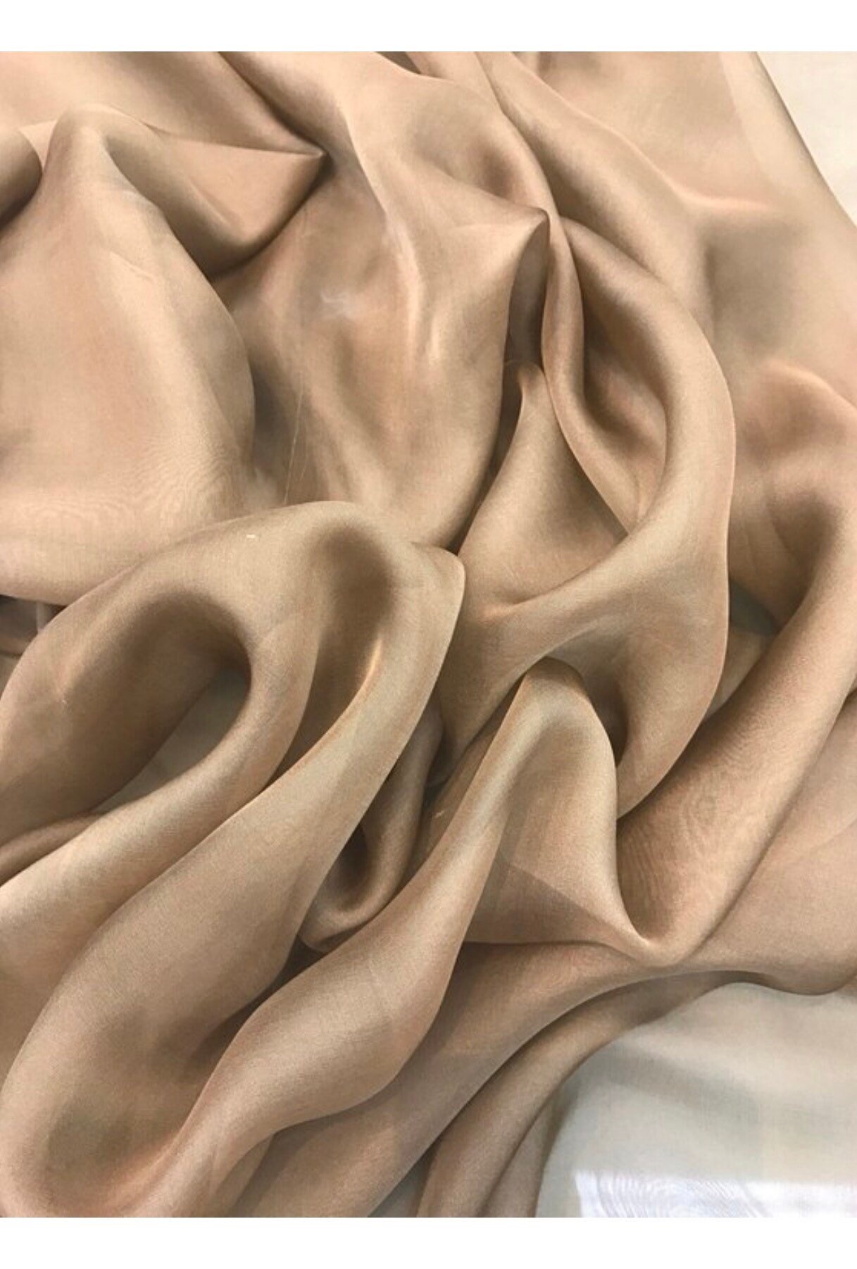 Silk chiffon 54 wide Tan color silk chiffon fabric sold by the yard