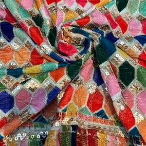 Velvet Multi Color Border Style Embroidery 45 Wide - Etsy
