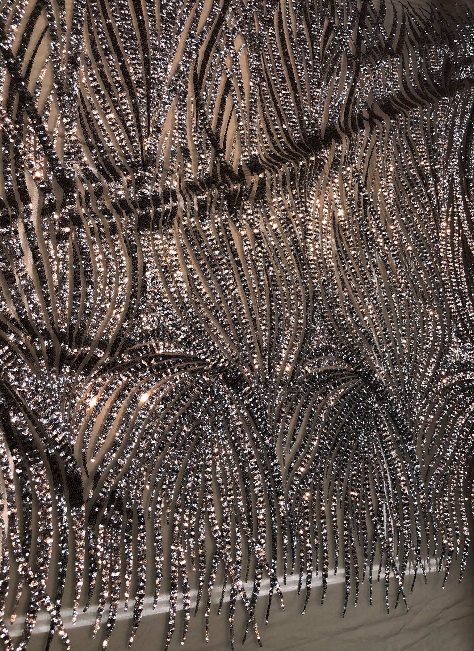Beautiful sequins design 50 wide Charcoal grey sequins on grey mesh ...