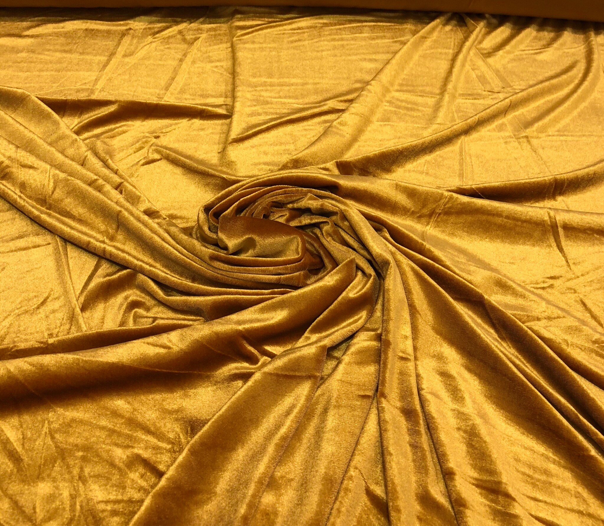 Stretch velvet 60 wide Beautiful mustard color Fabric sold by the yard