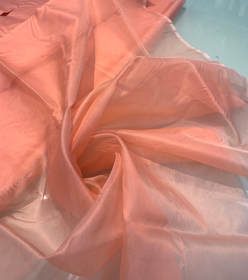 Silk Organza 44 Wide Sold By The Yard Beutiful Peach Color Silk Organza