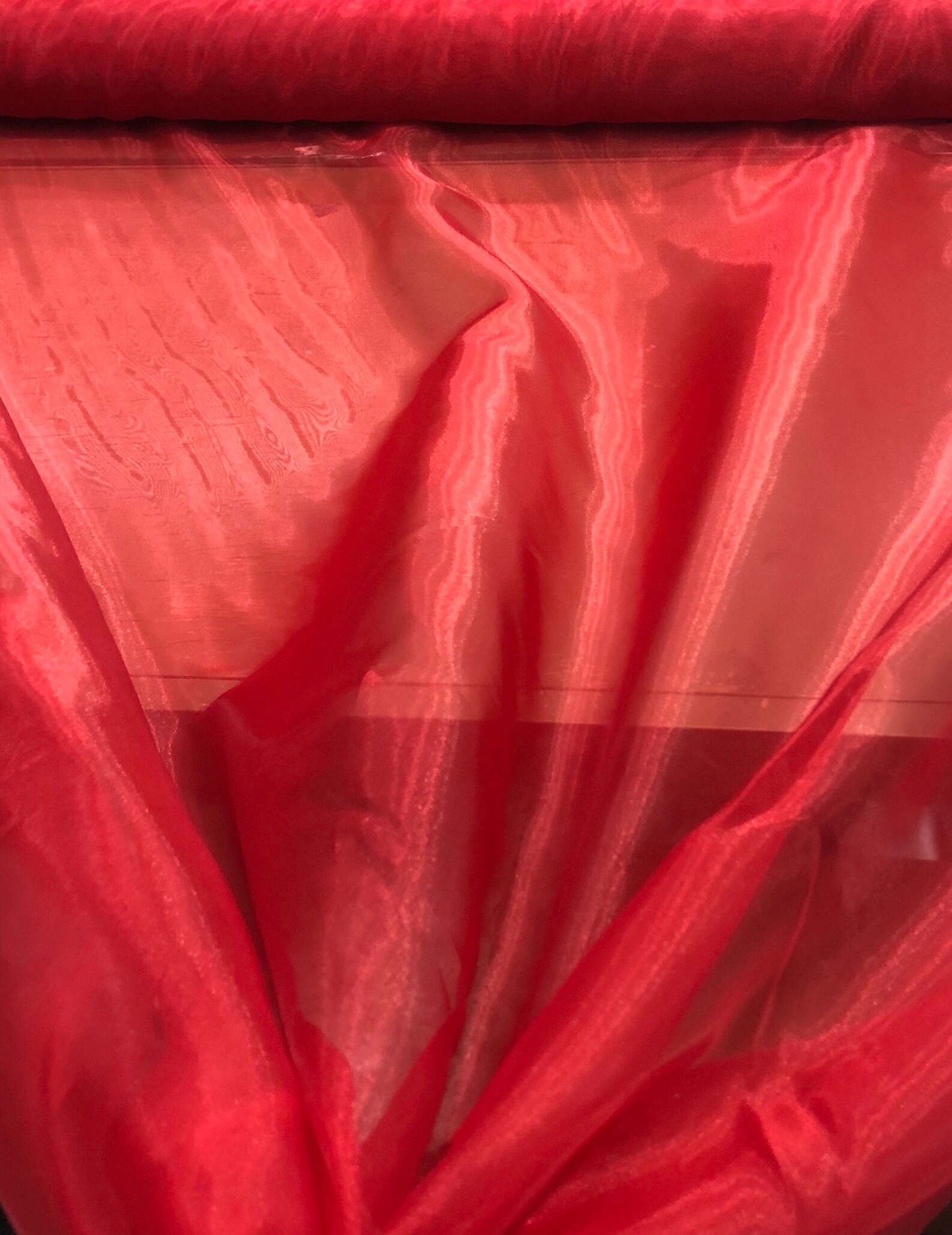 100% Polyester Oragnza Beautiful Red Color Poly Organza 60 Wide Fabric ...