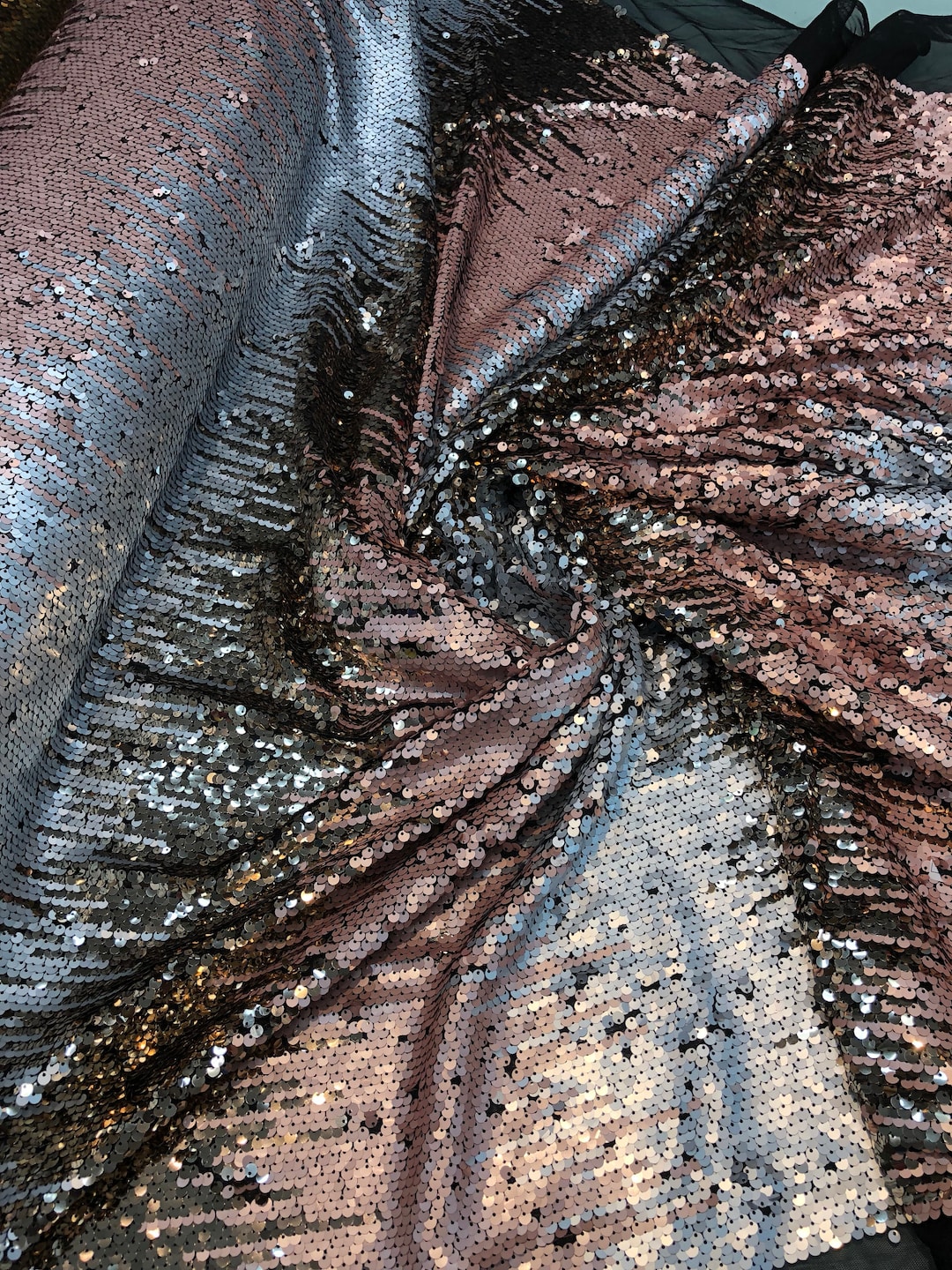 Multi Color Sequins 54" Wide Beautiful Rose Pink Grey Black Color Combo ...