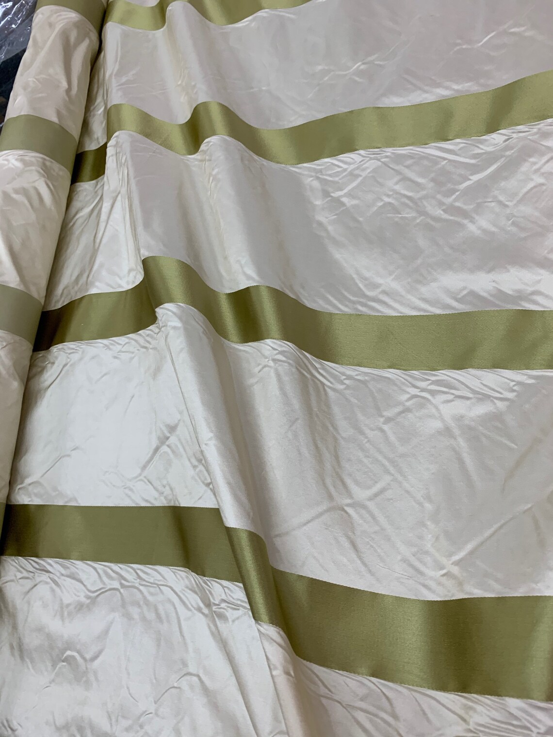 Beautiful 100% Silk Taffeta Satin Stripe. Beautiful Beige With | Etsy